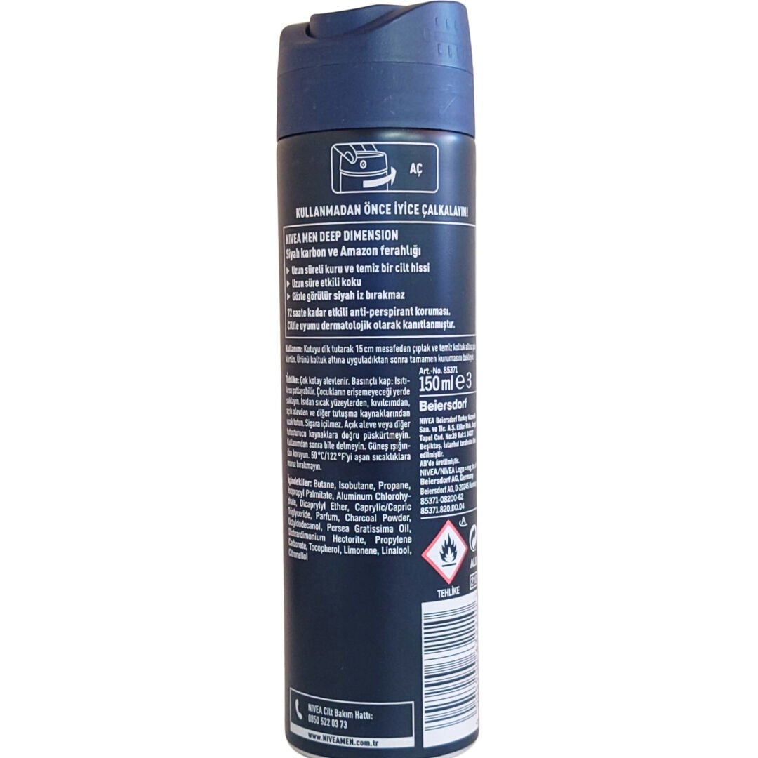 Nivea Men Deep Dimension Aktif Karbon Amazonia Deodorant 150 ml ...